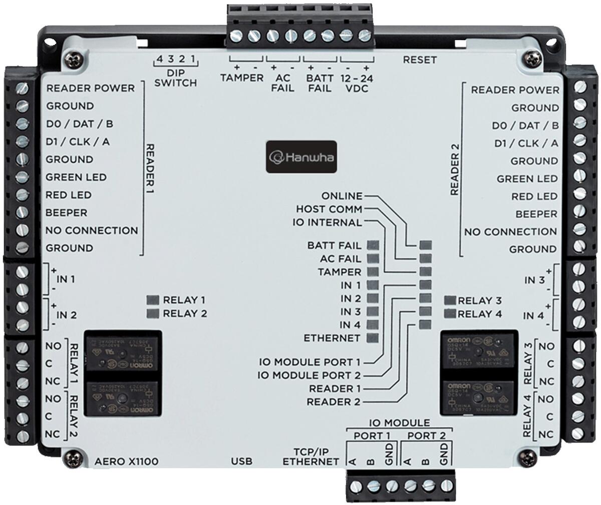 Hanwha Vision Intelligenter Controller für zwei Türen mit vier Lesern ...