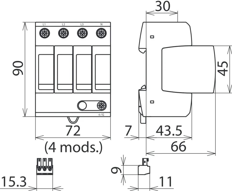 Dehn DG MU 3PY 480 4W+G R Überspannungsableiter Typ 2 DEHNguard M ...
