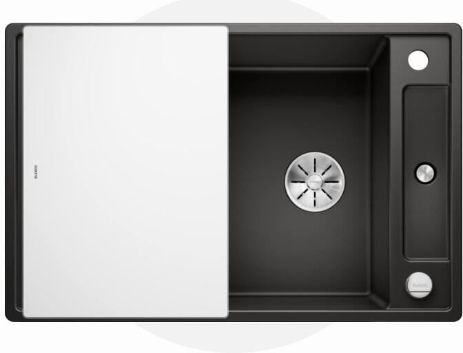 Blanco Axia III 45 S Granitspüle mit Ablauffernbedienung/Glasschneidbrett, reversibel, schwarz ...