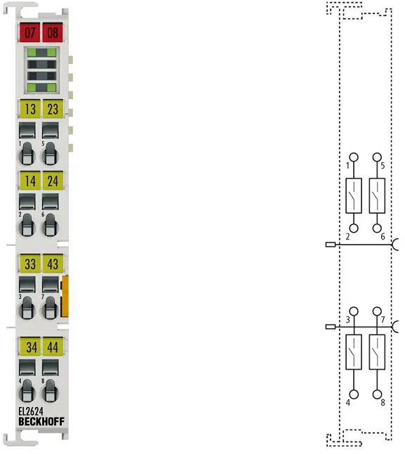 Beckhoff EL2624 EtherCAT-Klemme, 4-Kanal-Relais-Ausgang, 125 V AC, 30 V ...