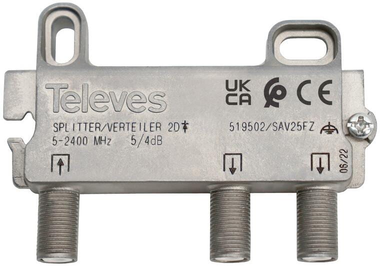 Televes SAV25FZ Verteiler, 5-2400 MHz, 2-fach (519502) Elektroshop Wagner