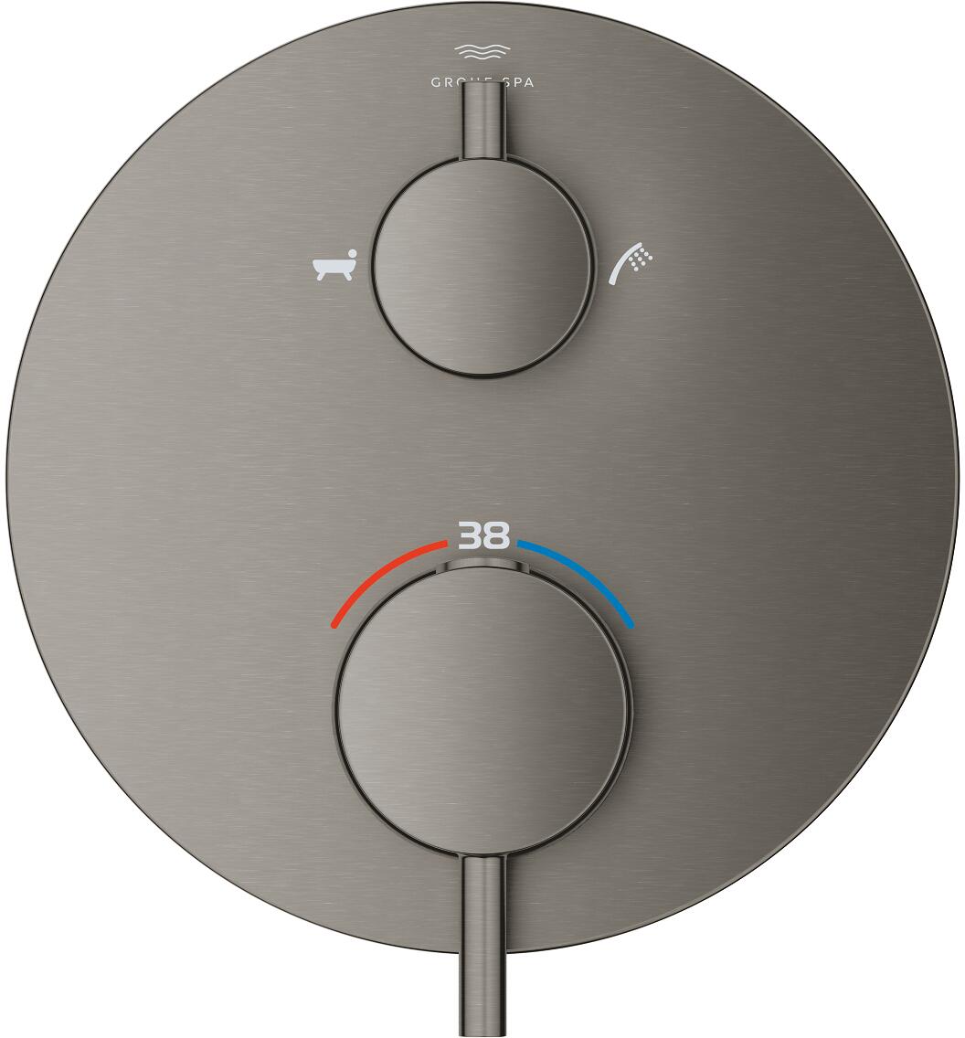 GROHE Atrio Thermostat-Wannenbatterie, integrierter 2-Wege-Umstellung, Fertigmontageset, hard ...
