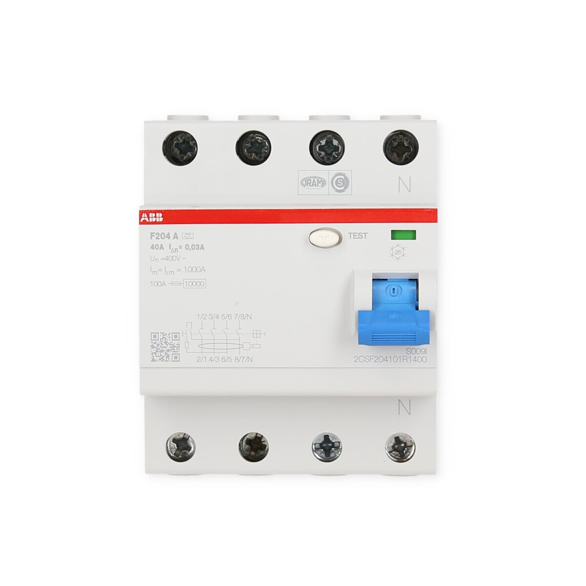 ABB F204A-40/0,03 FI-Schalter, 40A/30mA, 4-Polig, Typ A (2CSF204101R1400) Elektroshop Wagner