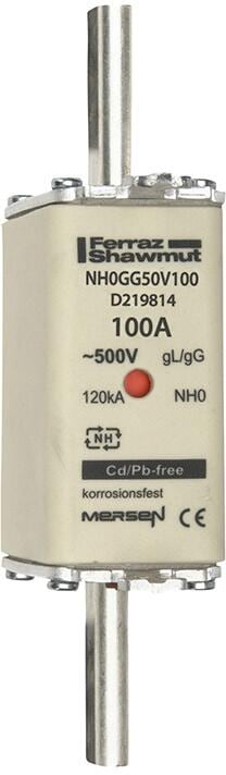 Mersen Sicherungseinsatz gG NH0, Doppelkennmelder, spannungsführende Grifflaschen Elektroshop Wagner