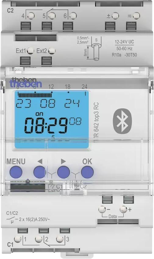 Theben TR 642 top3 BLE Digitale Zeitschaltuhr Hutschiene, 12-24V RC ...
