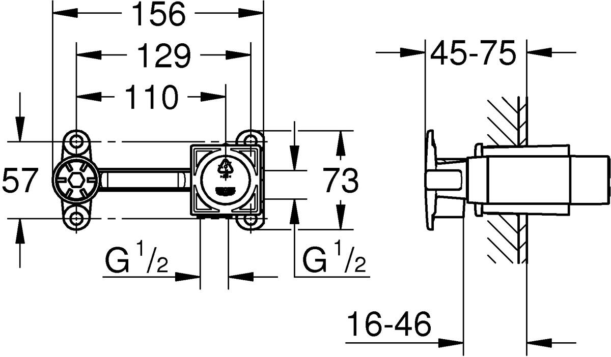 GROHE Einhand Unterputz-Universal-Einbaukörper, DN 15, für 2-Loch ...