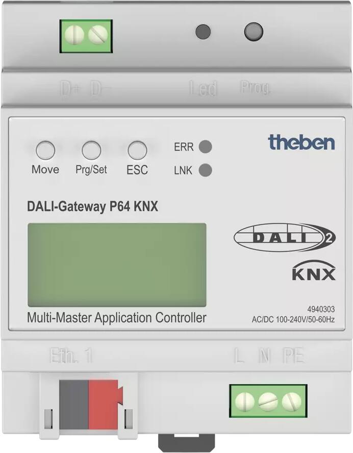 Theben DALI-Gateway P64 KNX DALI-Gateway 1-fach, Multi-Master Application-Controller (4940303 ...