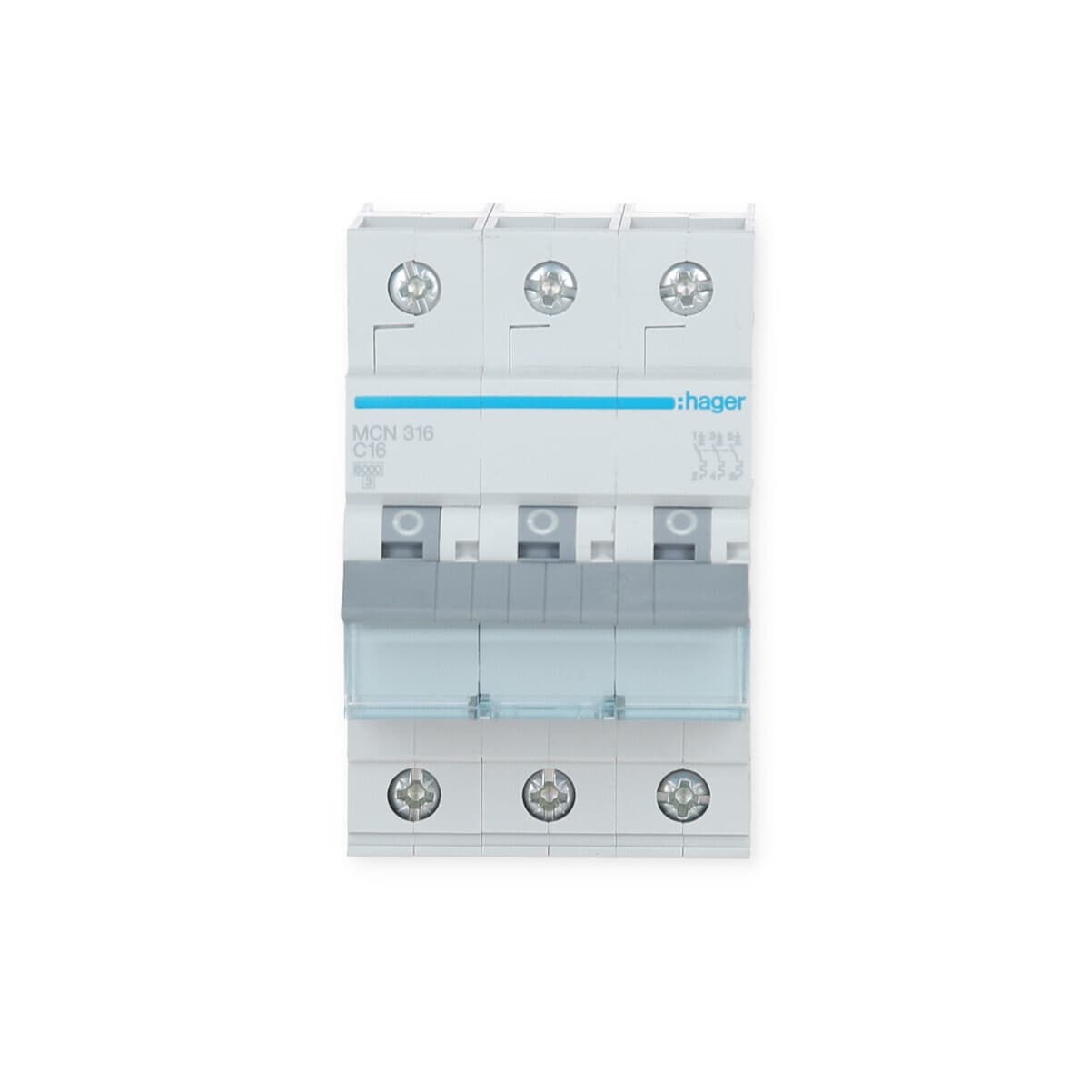 Hager MCN316 Leitungsschutzschalter 3 polig 6kA C-Charakteristik 16A 3 Module Elektroshop Wagner