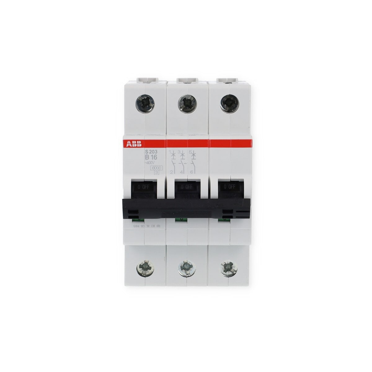 ABB S203-B16 Sicherungsautomat, 6kA, 16A, 3-Polig (2CDS253001R0165) Elektroshop Wagner