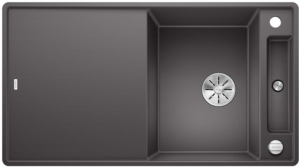 Blanco Axia III 5 S-F Granitspüle mit Ablauffernbedienung/Glasschneidbrett, reversibel, felsgrau ...