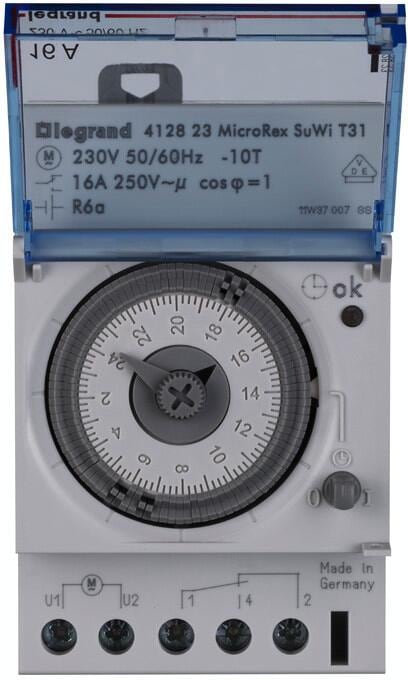 Legrand MicroRex T31 Su/Wi Tagesschaltuhr, 230V, analog, 1 Kanal, IP20 ...