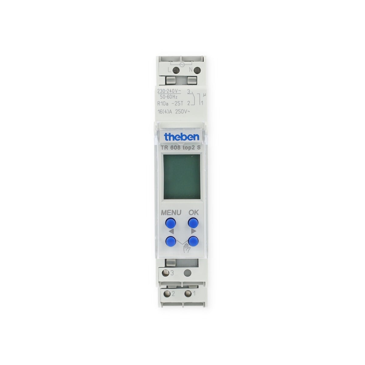 Theben TR 608 top2 S Digitale Zeitschaltuhr 1 Kanal, REG/DIN-Schiene/Hutschiene, 1TE ...