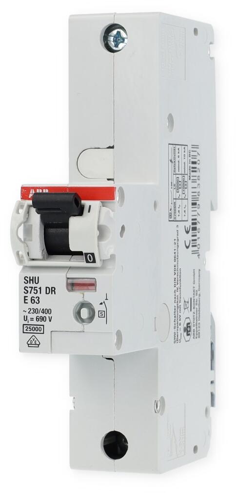 ABB S751DR-E 63 selektiver Hauptleitungs-Schutzschalter, E-Charakteristik, 63A, 1P ...