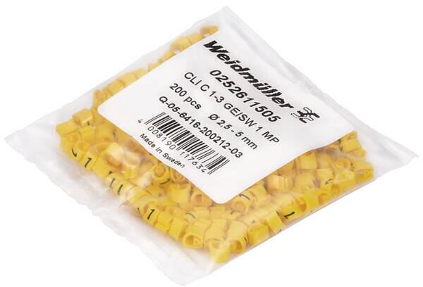 Weidmüller CLI C 1-3 GE/SW 0 MP Leitermarkierer, 3x4,2 mm, PVC GE, gelb ...