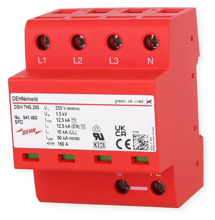 Dehn Mehrpoliger, anwendungsoptimierter Kombi-Ableiter, Typ 1+2 (941400) Elektroshop Wagner