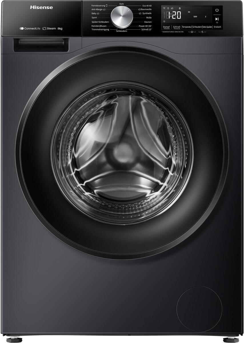 Hisense WF3S8043BB3 8 kg Frontlader Waschmaschine, 60 cm breit, 1400 U ...