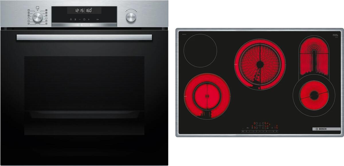 Bosch HBD672LS82 EEK: A+ Einbau-Backofen-Set mit Elektro-Kochfeld ...