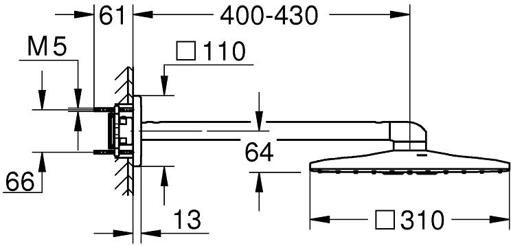 GROHE Rainshower Smartactive 310 Cube Kopfbrauseset, 430mm, 2 ...