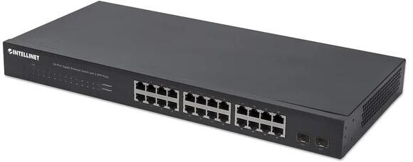 Intellinet 24-Port Gigabit Switch + 2 SFP Ports Lüfterlos, schwarz ...
