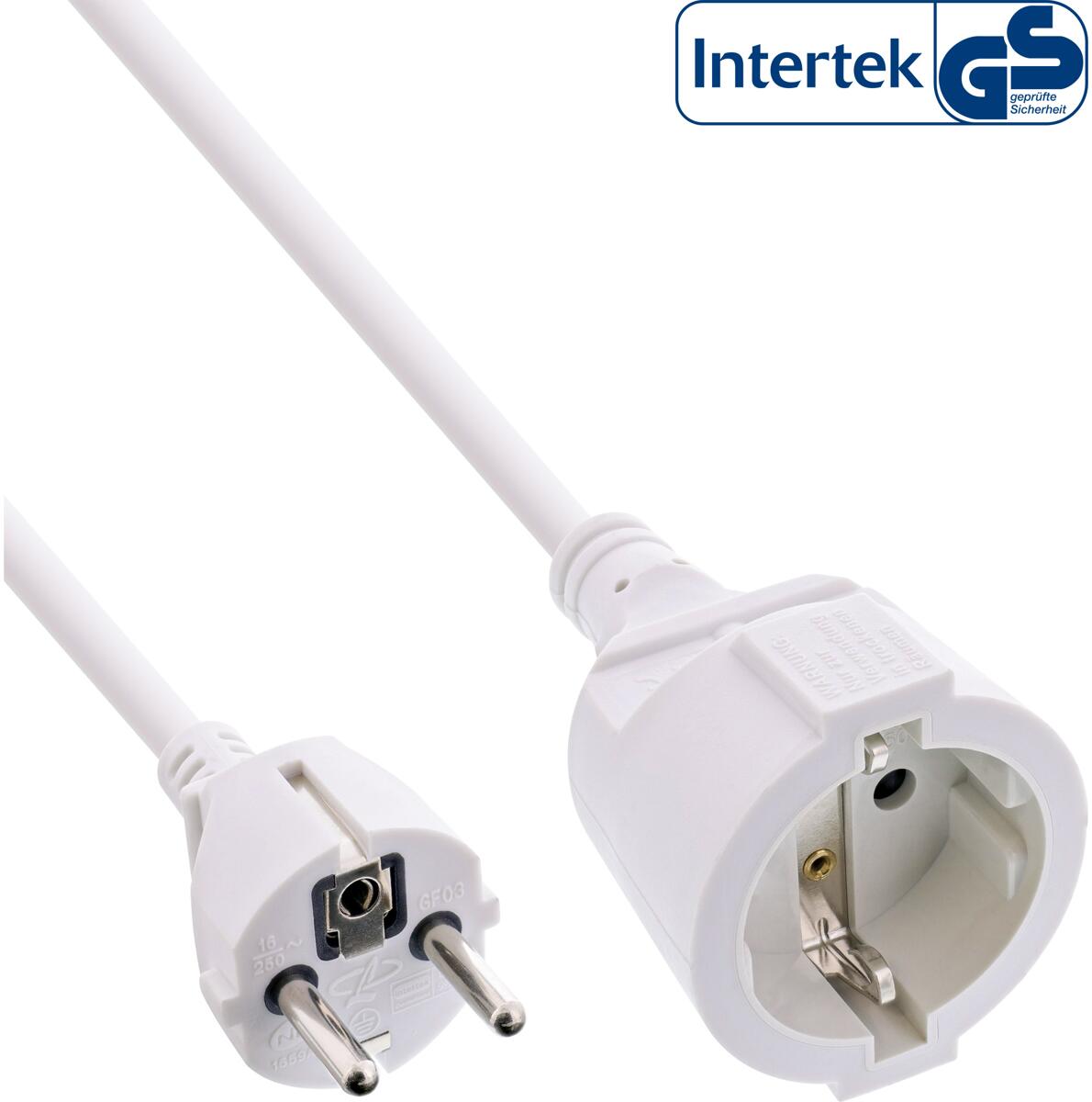 InLine Schutzkontakt-Verlängerung ST / BU, weiß, 7m (16407W ...