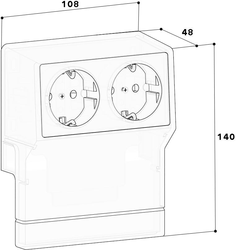GGK 1935 Geräteträger SL-GT Steckdose, 2 fach, vorverdrahtet, weiß Elektroshop Wagner