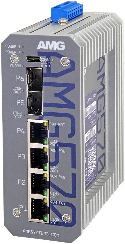 Hanwha Vision 6-Port PoE L2+ Industriell verwalteter Switch (AMG570 ...