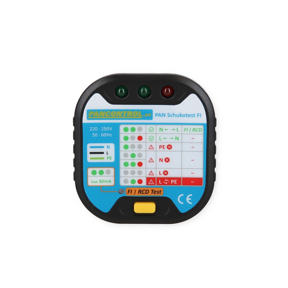 Pancontrol PAN Socket-Tester FI Steckdosenprüfer + 30 mA FI-Tester ...