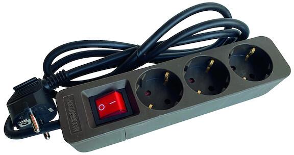 Protec.class PTSDS 3B Tischsteckdose mit Schalter, 3fach, braun ...