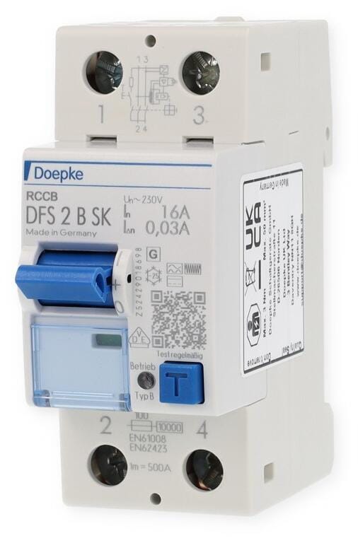 Doepke DFS 2 016-2/0,03-B SK Fehlerstromschutzschalter, 16/0,03A, 2-polig, Typ B (09114598 ...