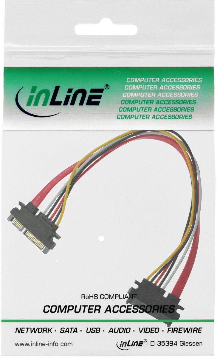 InLine SATA+Strom Verlängerung int., SATA 6Gb/s + Strom, Stecker/Buchse ...
