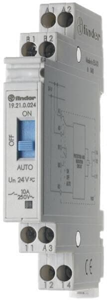 Finder 19.21.0.024.0000 Auto-Off-On-Relais, 1-stufig, 24VAC/DC 1We, 10A ...