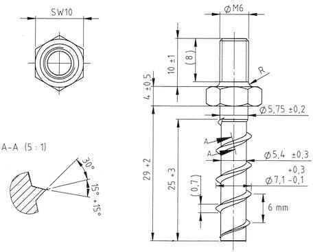 Protec.class PBSM6 6,0x25 Betonschraube mit M6 Gewinde, Außensechskant ...