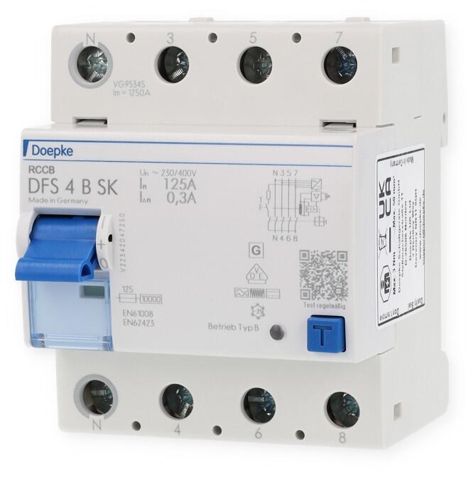 Doepke DFS 4 125-4/0,30-B SK Fehlerstromschutzschalter, 125/0,3A, 4-Polig, Typ B (0917699 ...