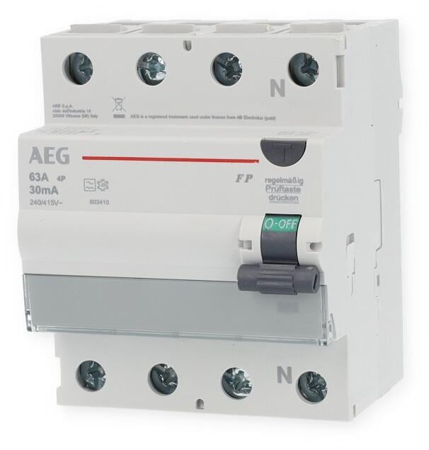 AEG FP A 4 63/030 FI-Schalter, 4-polig, 63A, 30mA, Typ A ...