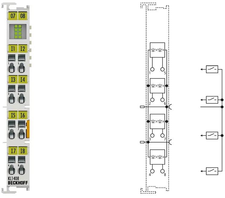 Beckhoff KL1408 Busklemme, 8-Kanal-Digital-Eingang, 24 V DC, 3 ms, 1 ...