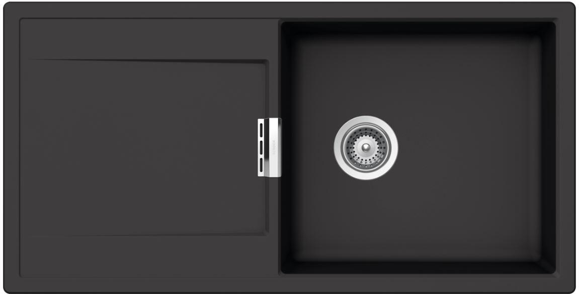 Schock Mono D-100L-U Granitspüle mit Ablauffernbedienung, Cristadur Green Line, reversibel, dusk ...