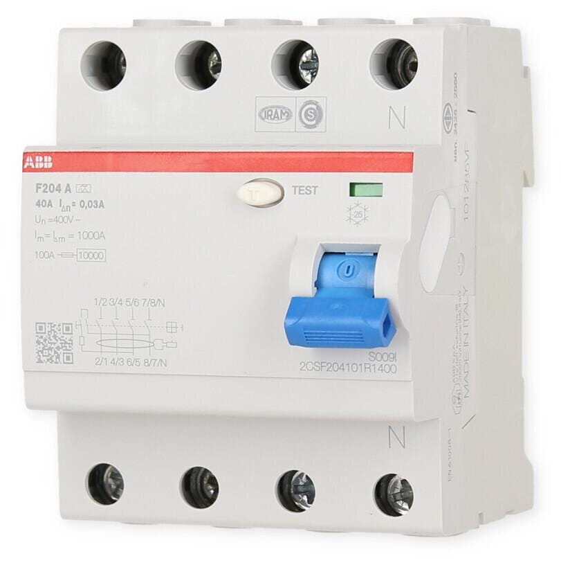 ABB F204A-40/0,03 FI-Schalter, 40A/30mA, 4-Polig, Typ A (2CSF204101R1400) Elektroshop Wagner