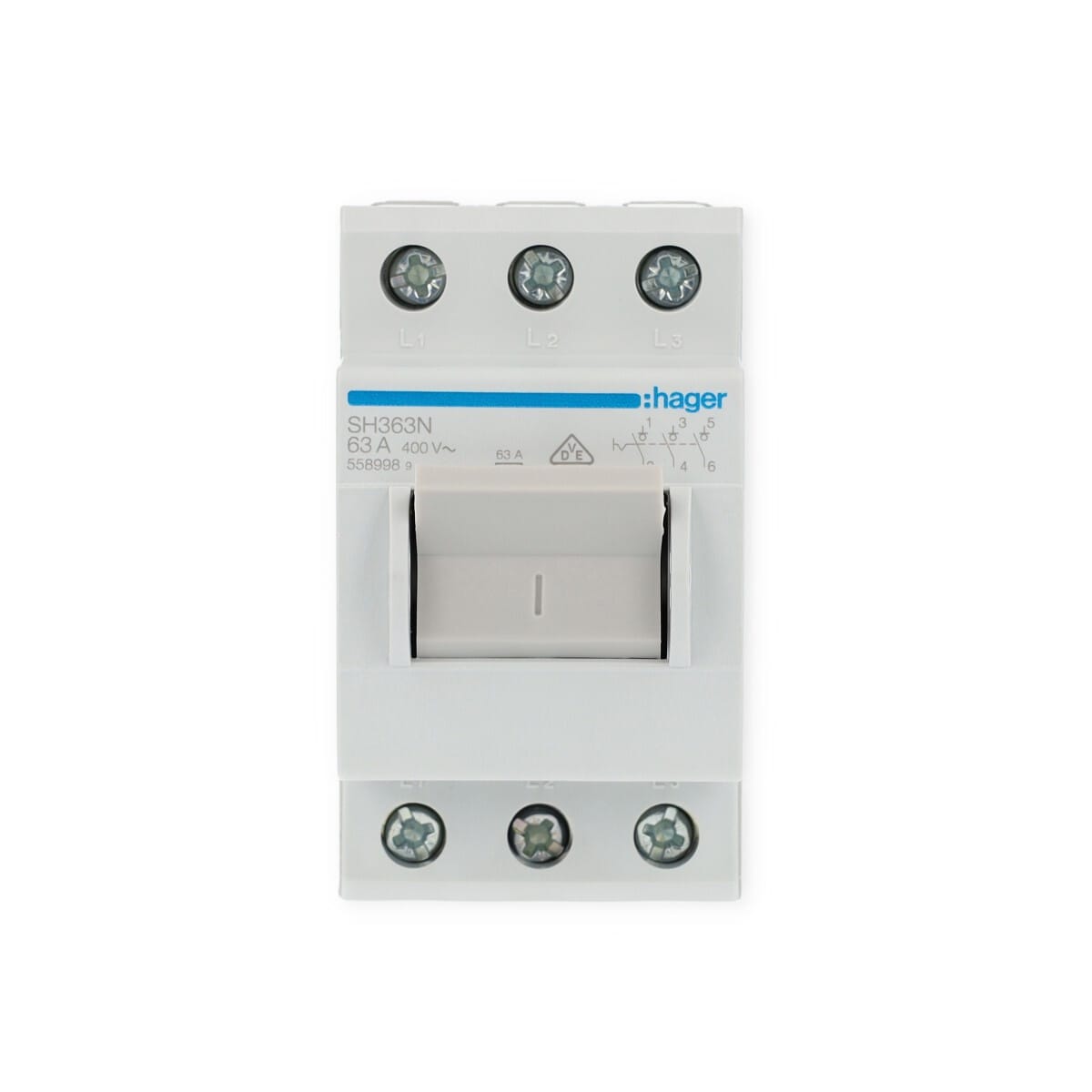 Hager SH363N Kompaktschalter, Ausschalter, 63A, 3 Schließer, 400V AC, 2.5 PLE Elektroshop Wagner