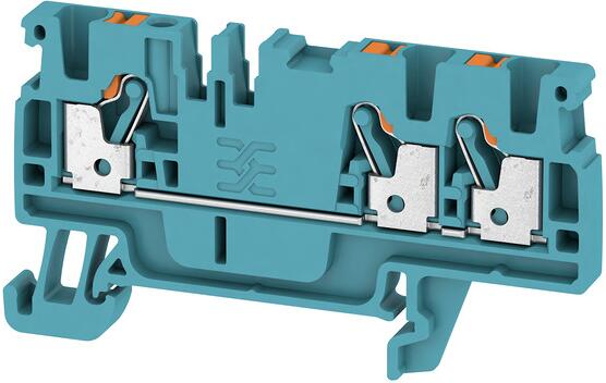 Weidmüller A3C 2,5 BL Durchgangs-Reihenklemme, PUSH IN, 2.5 mm², 800 V, 24 A, blau Elektroshop ...