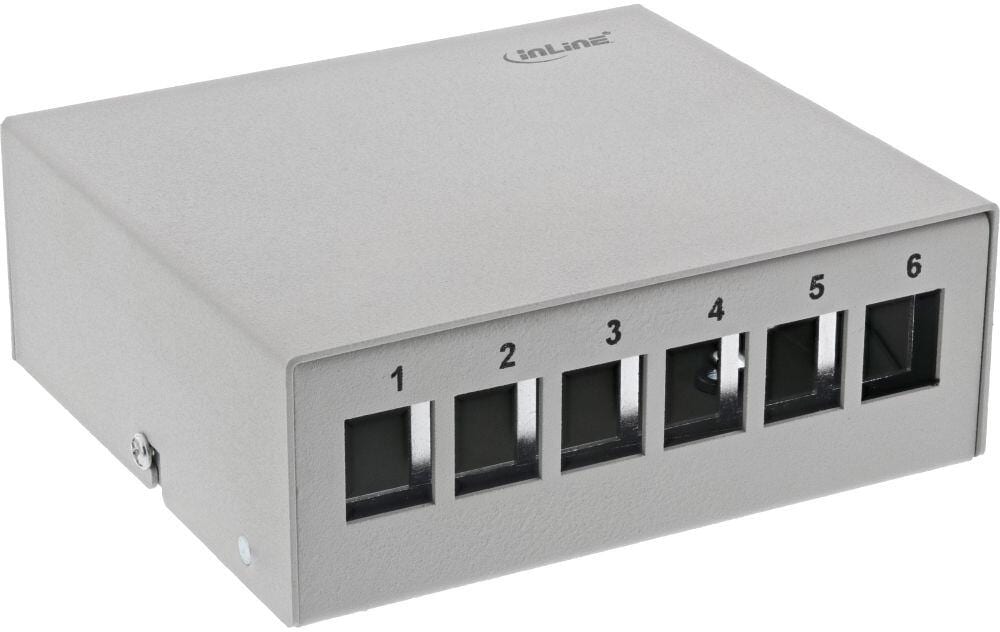 InLine® Patchfeld-Dose Aufputz für 6x Keystone RJ45, Metall, lichtgrau ...