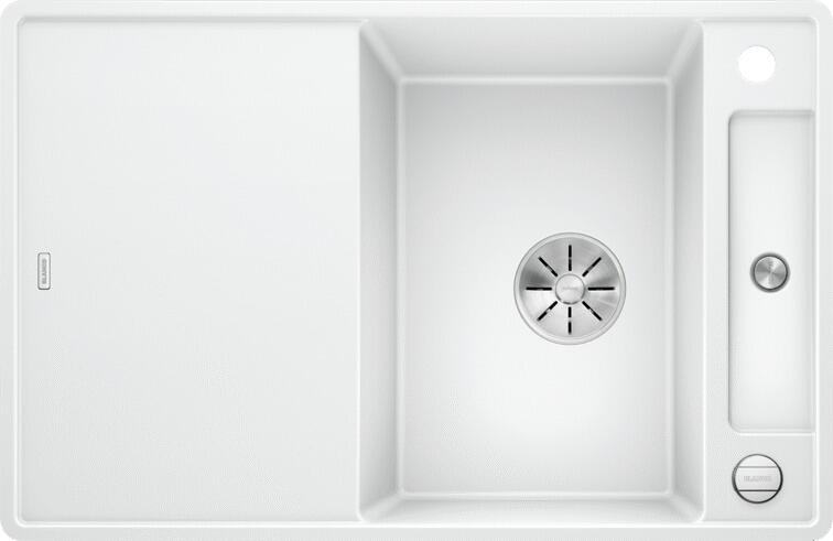 Blanco Axia III 45 S-F Granitspüle mit Ablauffernbedienung/Holzschneidbrett, reversibel, weiß ...