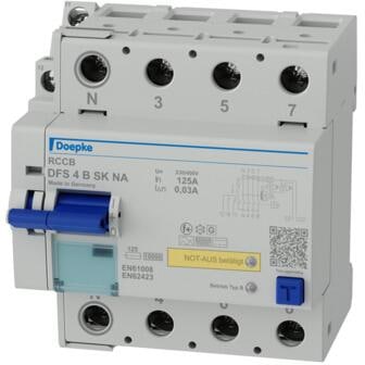 Doepke DFS 4 125-4/0,03-B SK NA Fehlerstromschutzschalter, 125/0,03A, 4-Polig, Typ B (9174861 ...