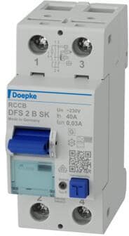 Doepke DFS2 040-2/0,03-B SK Fehlerstromschutzschalter, 40/0,03 A, 2-polig, Typ B (09134598 ...