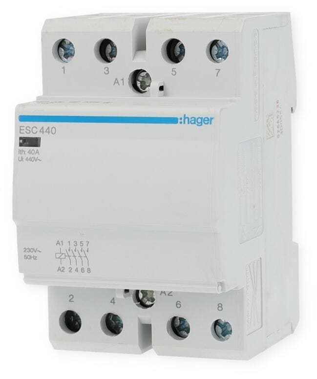 Hager ESC440 Installationsschütz, 40A, 4 Schließer, 230V Elektroshop Wagner