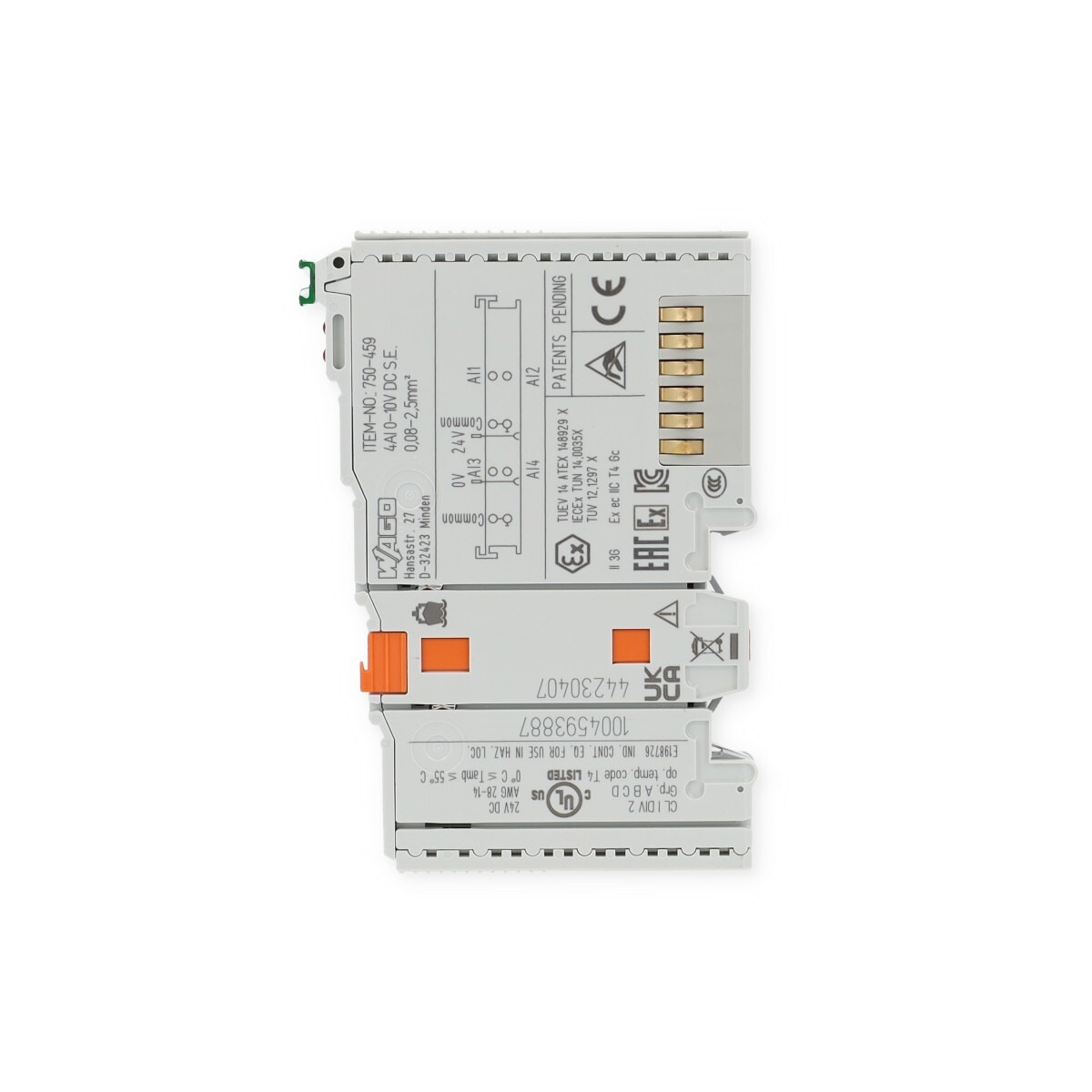 Wago 4-Kanal-Analogeingang, DC 0 … 10 V, Single-Ended, lichtgrau (750 ...