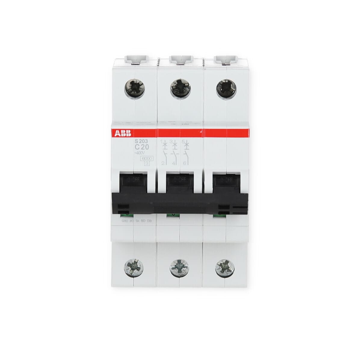 ABB S203-C20 Sicherungsautomat 6kA, 20A, 3-Polig (2CDS253001R0204 ...