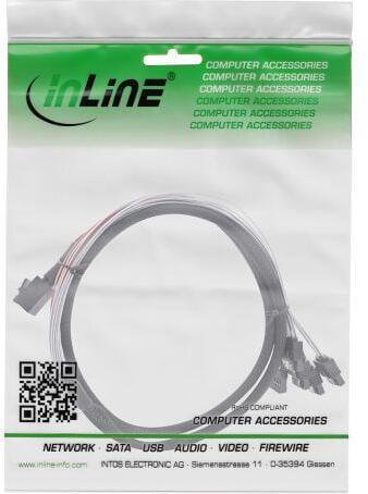 InLine Mini SAS HD Kabel, SFF-8643 zu 4x SATA + Sideband, 0,5m (27630A ...