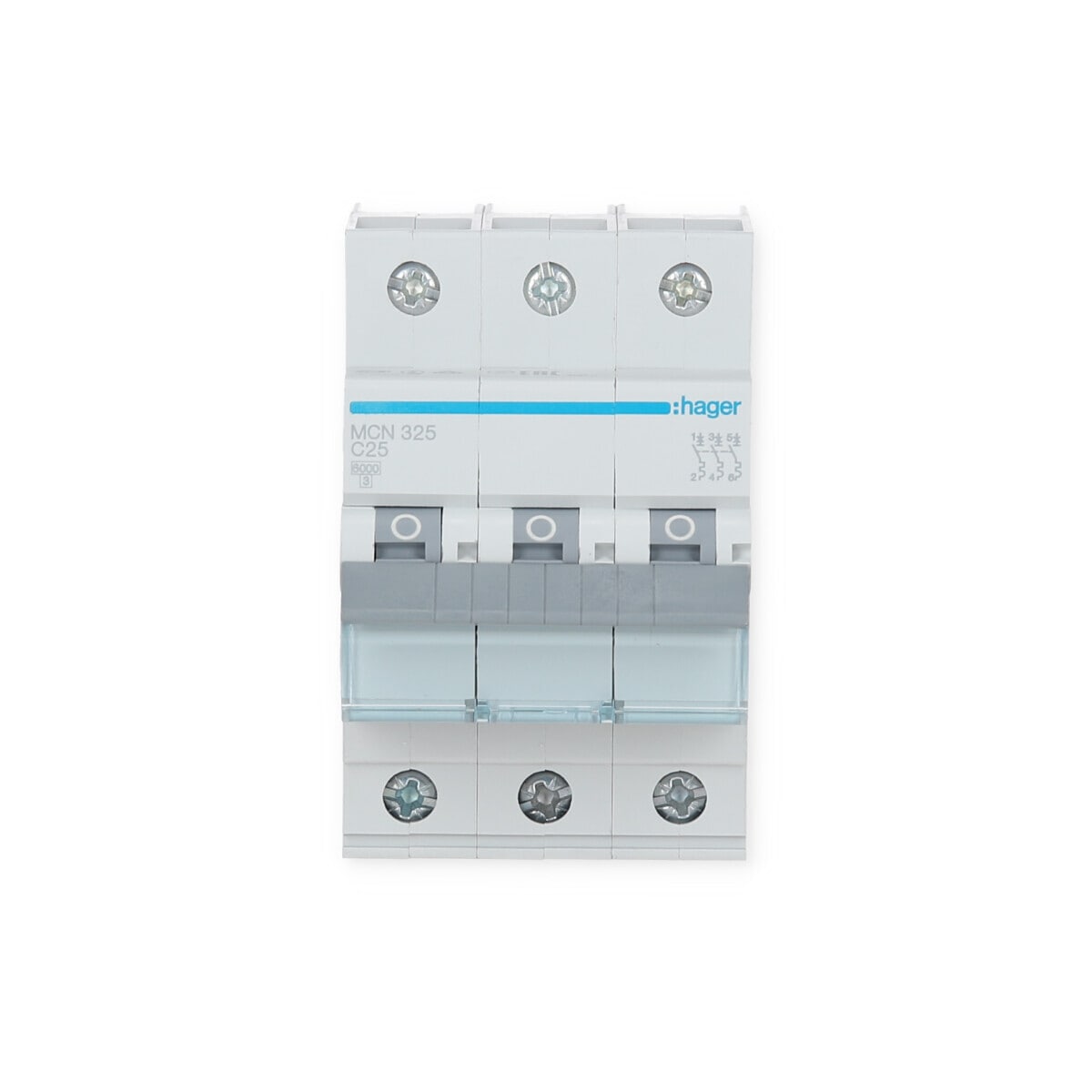 Hager MCN325 Leitungsschutzschalter 3 polig 6kA C-Charakteristik 25A 3 Module Elektroshop Wagner