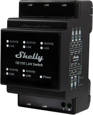 Shelly LAN Switch Ethernet-Switch, 5 Ports, 10/100 Mbit, Hutschiene ...