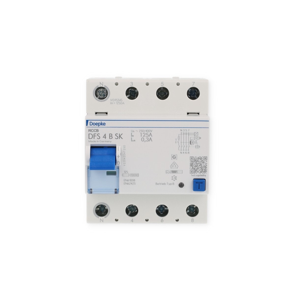 Doepke DFS 4 125-4/0,30-B SK Fehlerstromschutzschalter, 125/0,3A, 4-Polig, Typ B (0917699 ...